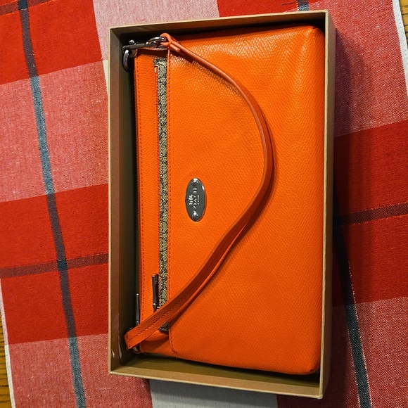 Coach | Bags | Coach Crossgrain Leather East West Pop Pouch Orange ...